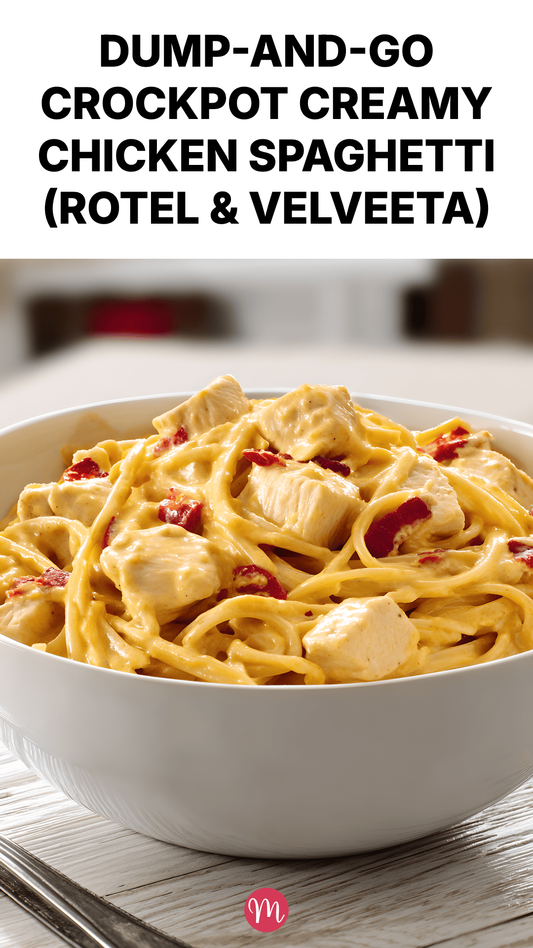 Dump-and-Go Crockpot Creamy Chicken Spaghetti (Rotel & Velveeta) Recipe